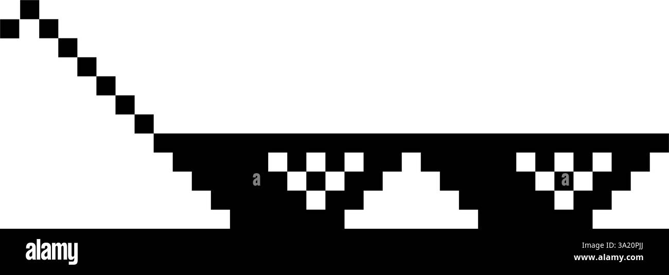 Funny Pixelated Sunglasses. Simple Linear Illustration of 8-bit Black ...