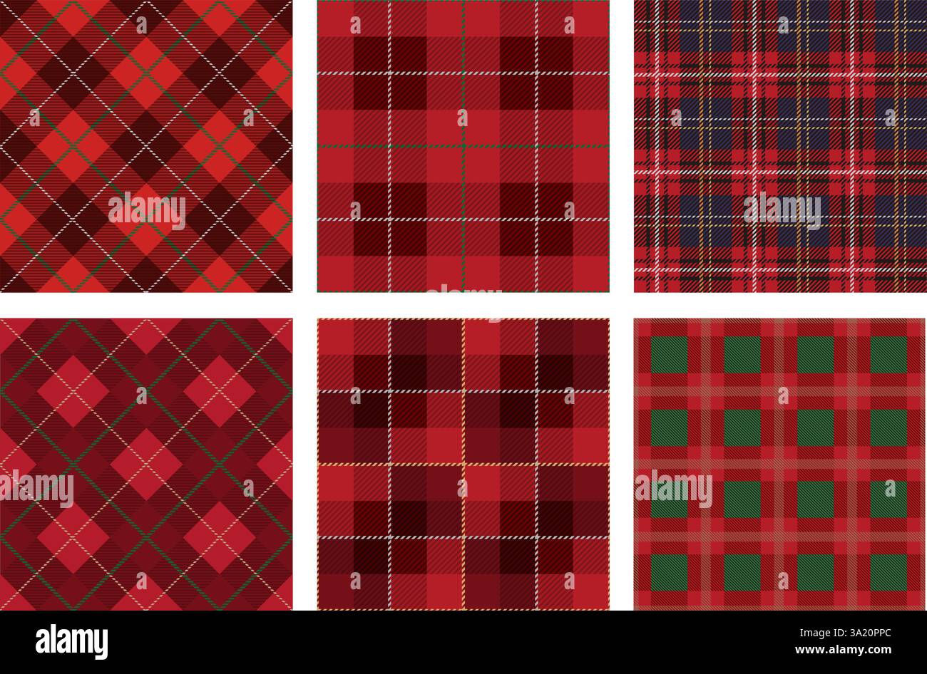 Horizontally And Vertically Repeatable Seamless Red Tartan Plaid Set. Vector Illustration Stock ...