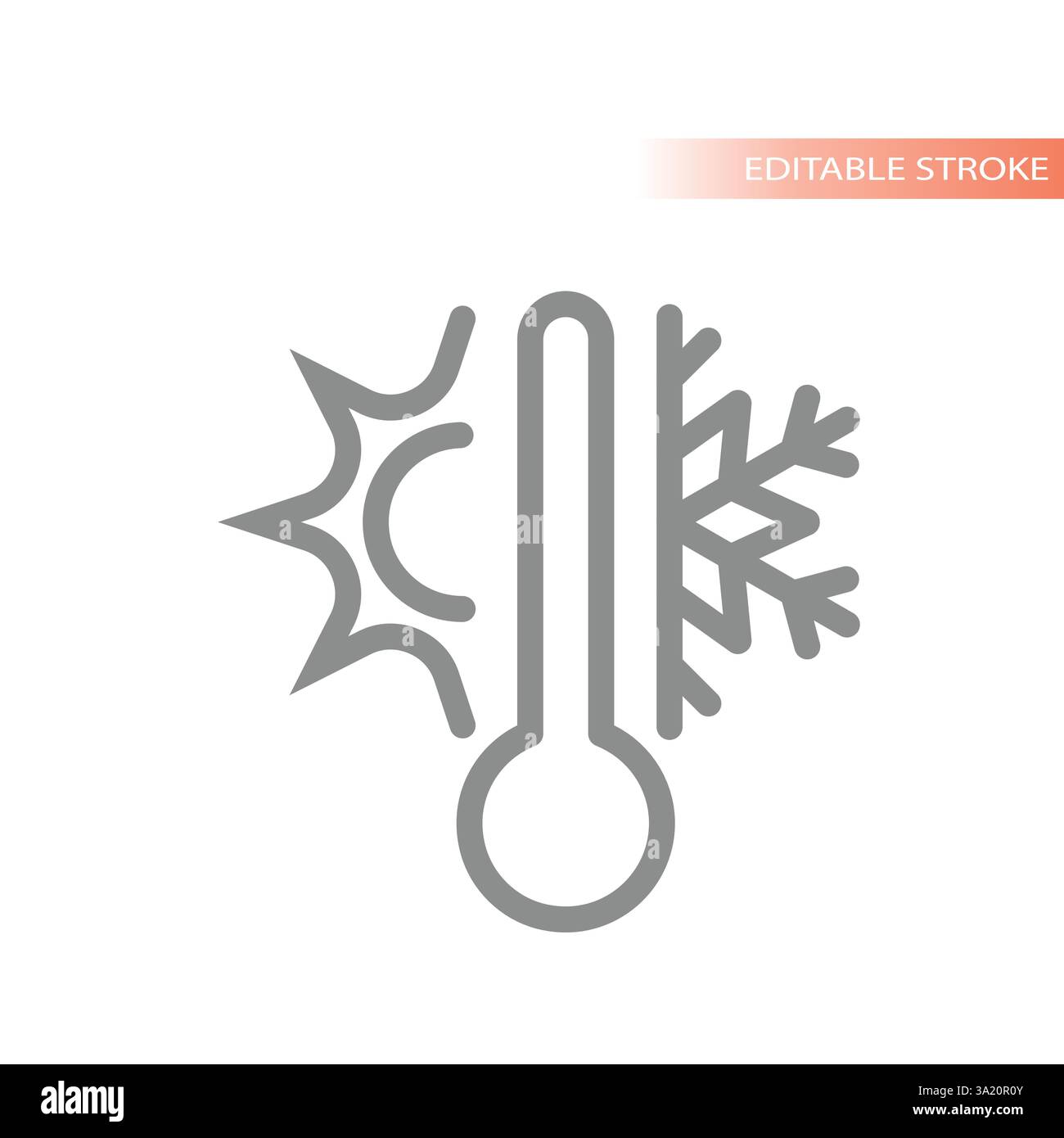 Weather forecast with thermometer line icon. Meteorology with sun and snowflake vector Stock ...