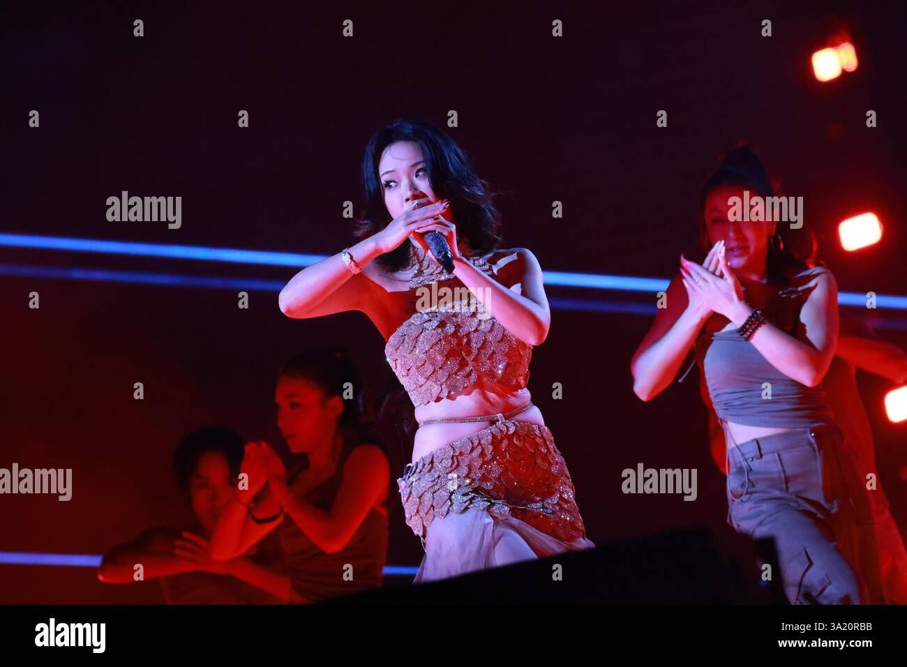 Chinese rapper Vinida attends an activity in Chengdu City, southwest ...