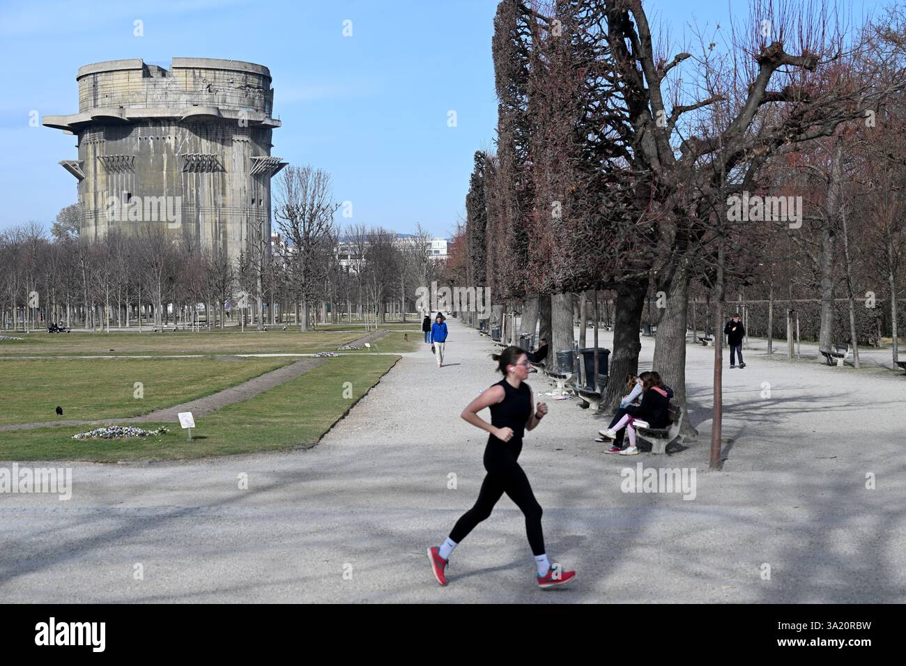 The Augarten in Leopoldstadt in Vienna, Austria with the flak tower ...