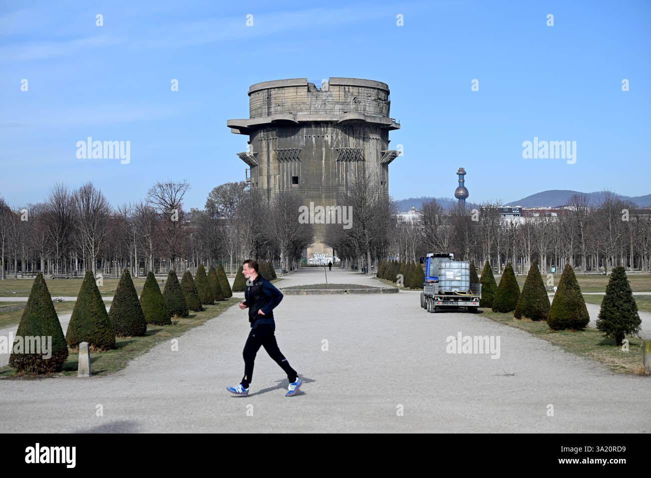 The Augarten in Leopoldstadt in Vienna, Austria with the flak tower ...