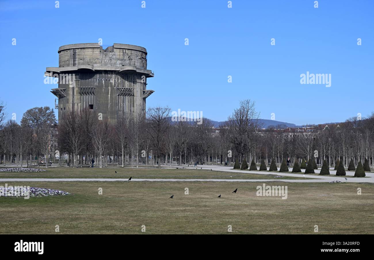 The Augarten in Leopoldstadt in Vienna, Austria with the flak tower ...