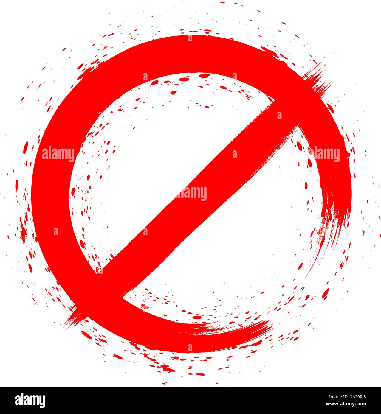 Hand drawn brush paint forbidden vintage grunge style red stop sign ...