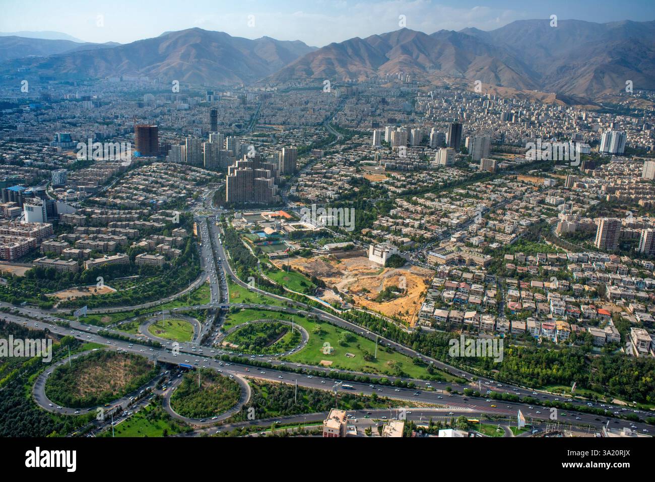Aerial views of Teheran City, Teheran city from Milad Tower, Modarres ...