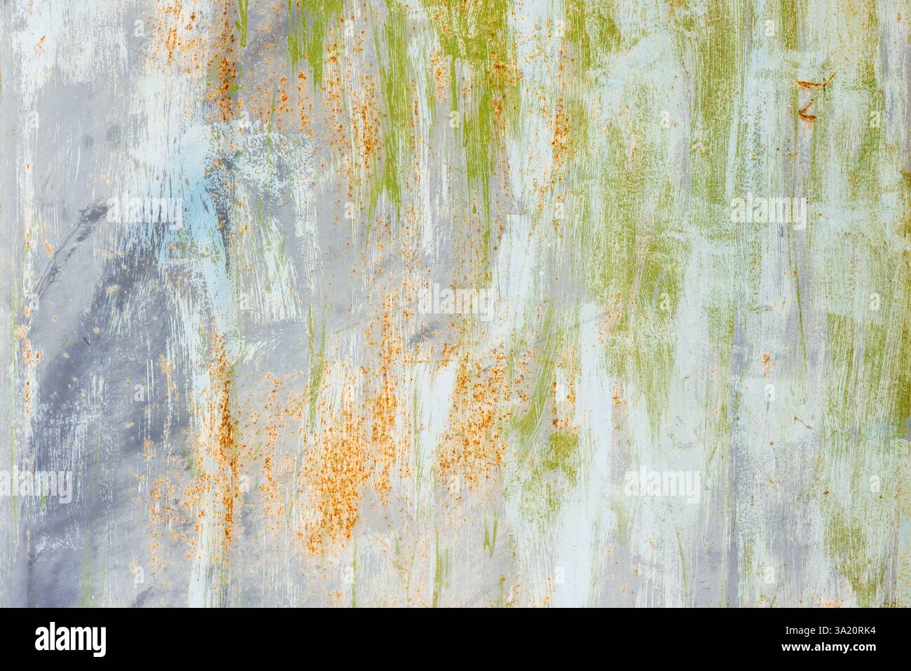 Background photo texture, front view of weathered wall with multi-colored peeling paint ...