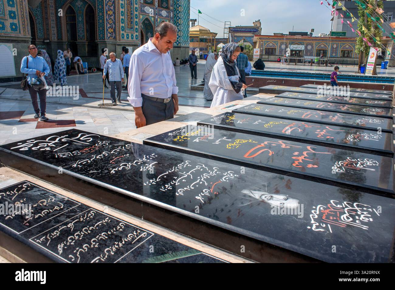 Pilgrims Praying Over Graves, mamzadeh Saleh Mausoleum, Tehran Iran ...