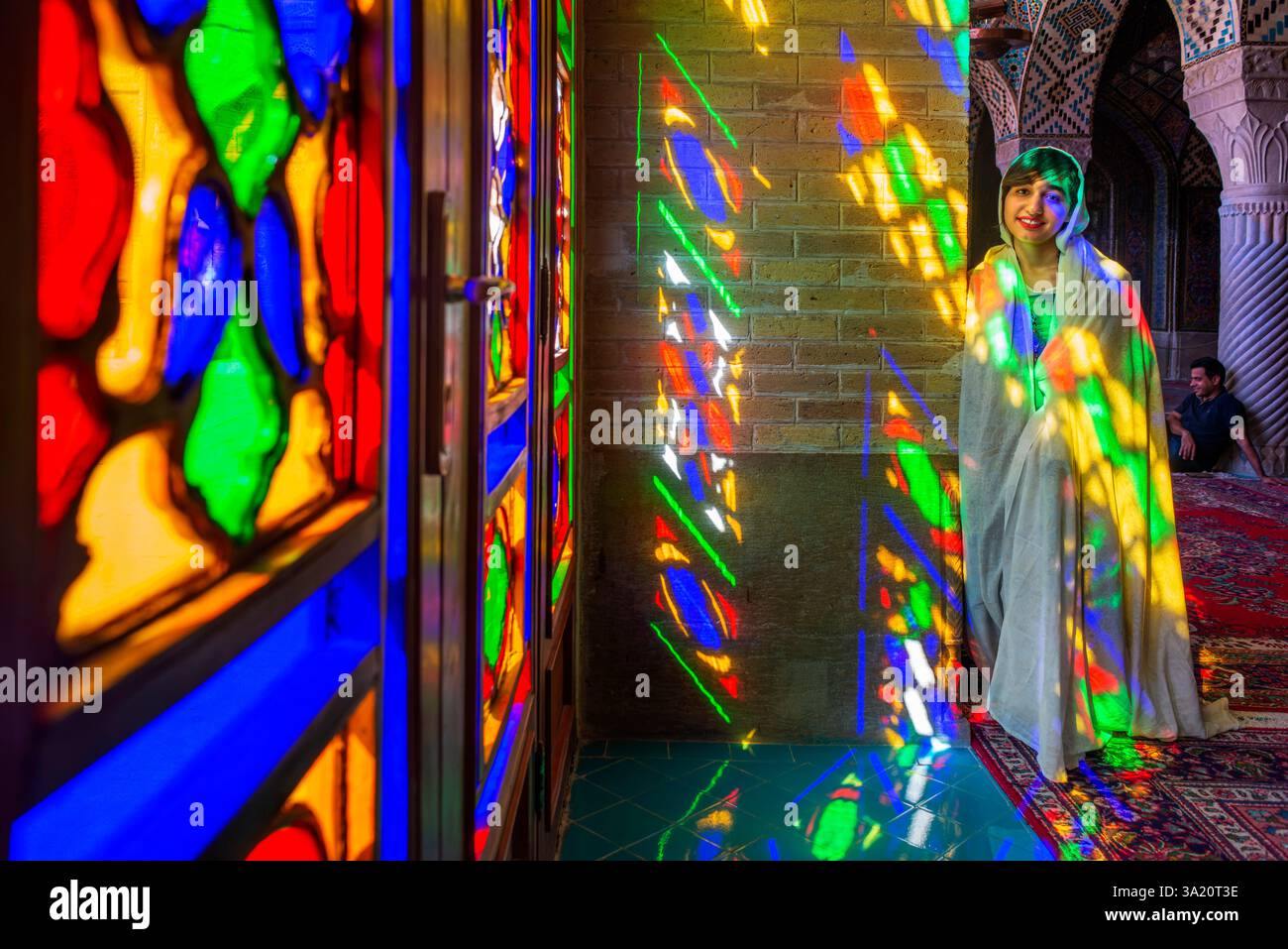 Nasir-ol-Molk Mosque, Light patterns from colored stained glass ...