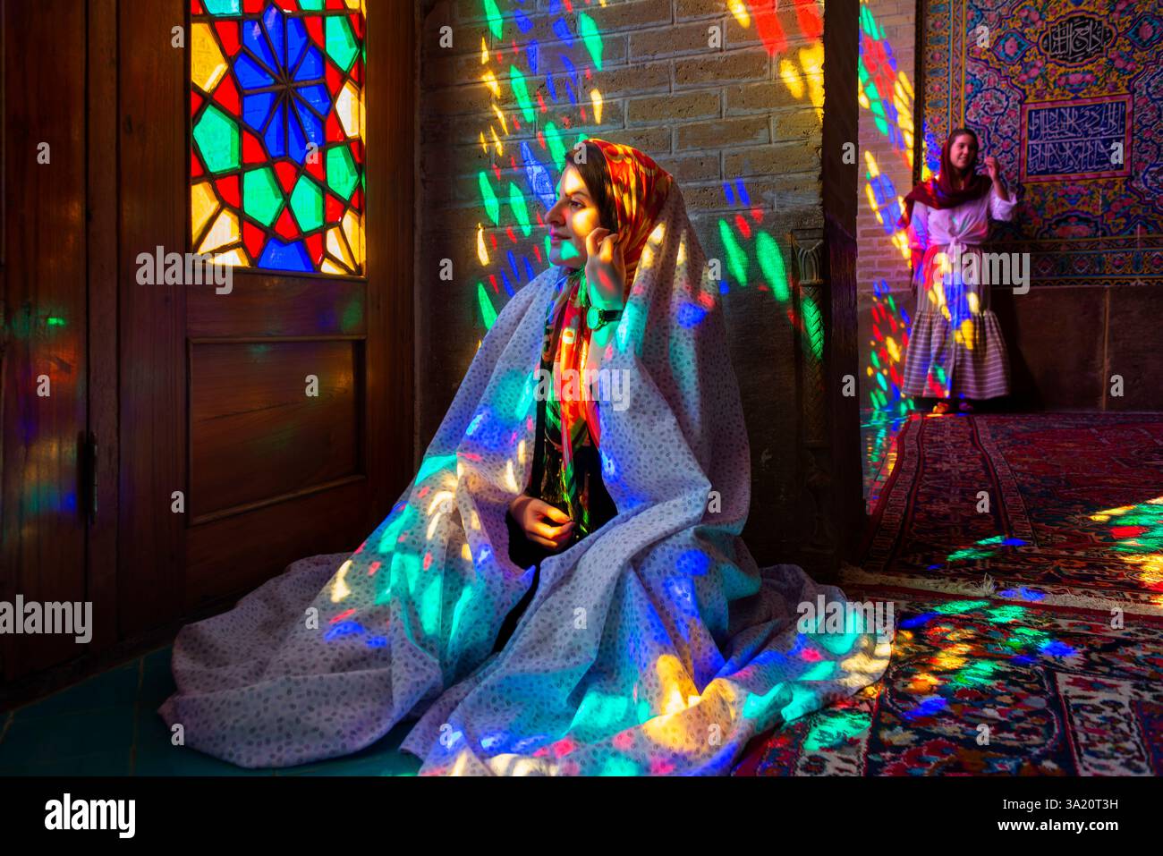 Nasir-ol-Molk Mosque, Light patterns from colored stained glass ...