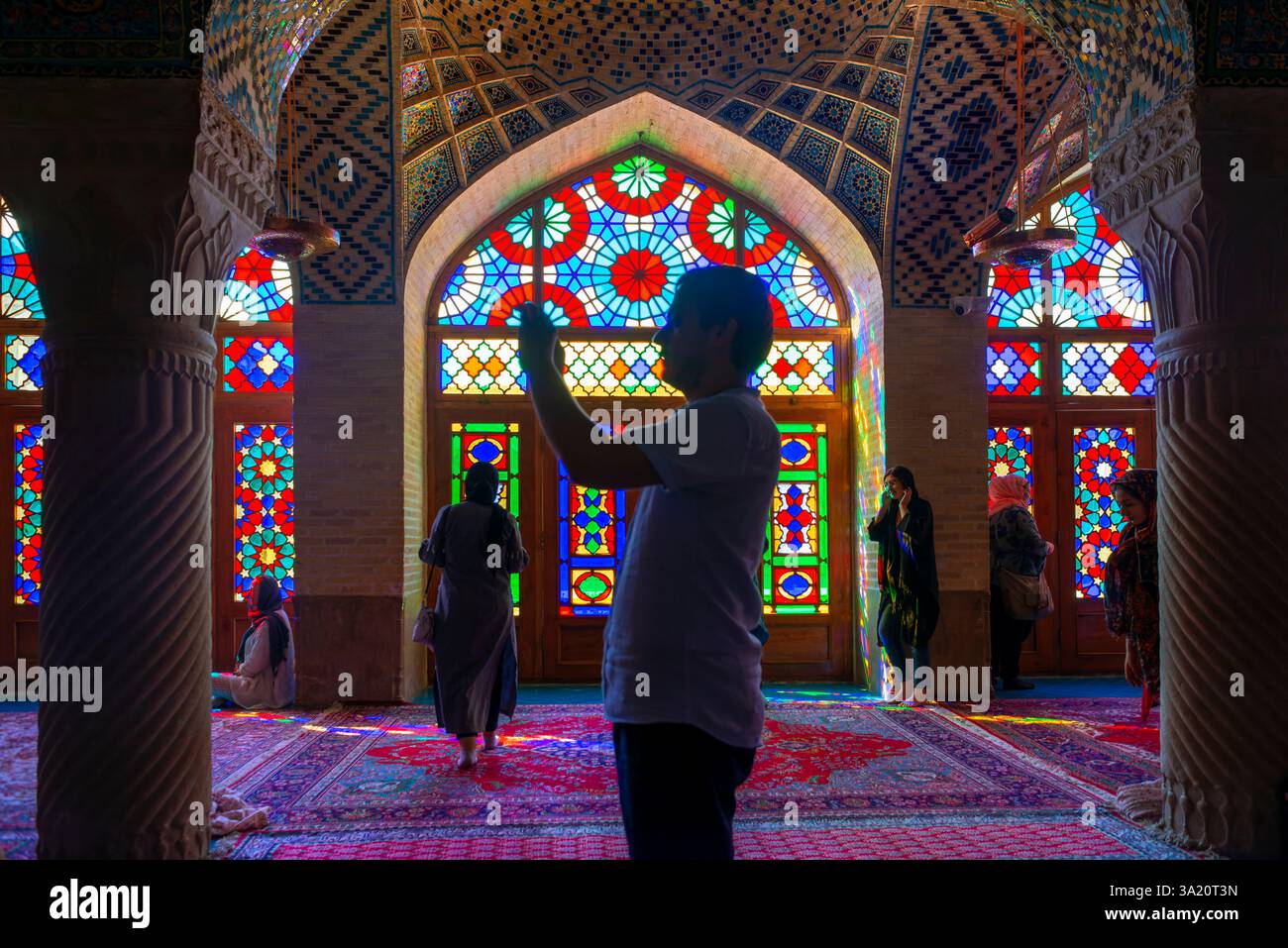 Nasir-ol-Molk Mosque, Light patterns from colored stained glass ...