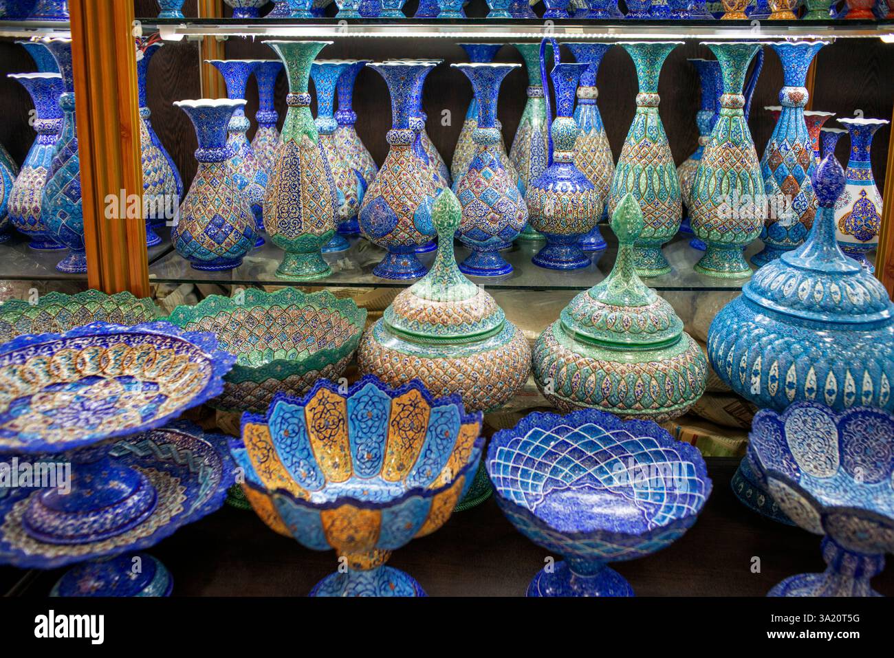 blue glassware, Bazar-e Vakil bazaar e Vakil or Vakil Bazaar, Shiraz ...