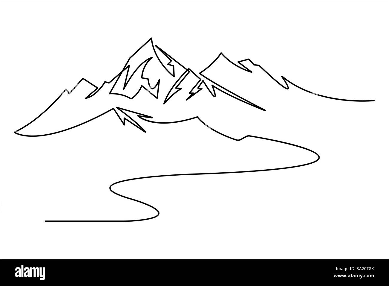 Mountain sunrise line art Black and White Stock Photos & Images - Alamy