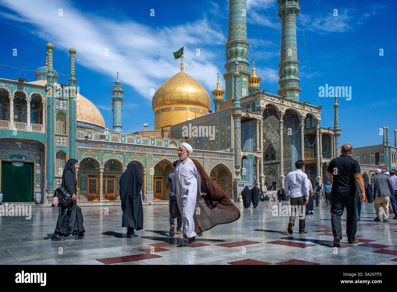 Azam Mosque courtyard, the Shrine of Fatima al-Masumeh, Qom, Ghom ...