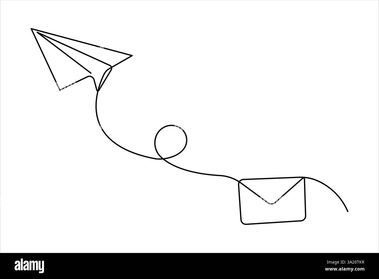 Continuous one line drawing of paper airplane flying design vector ...