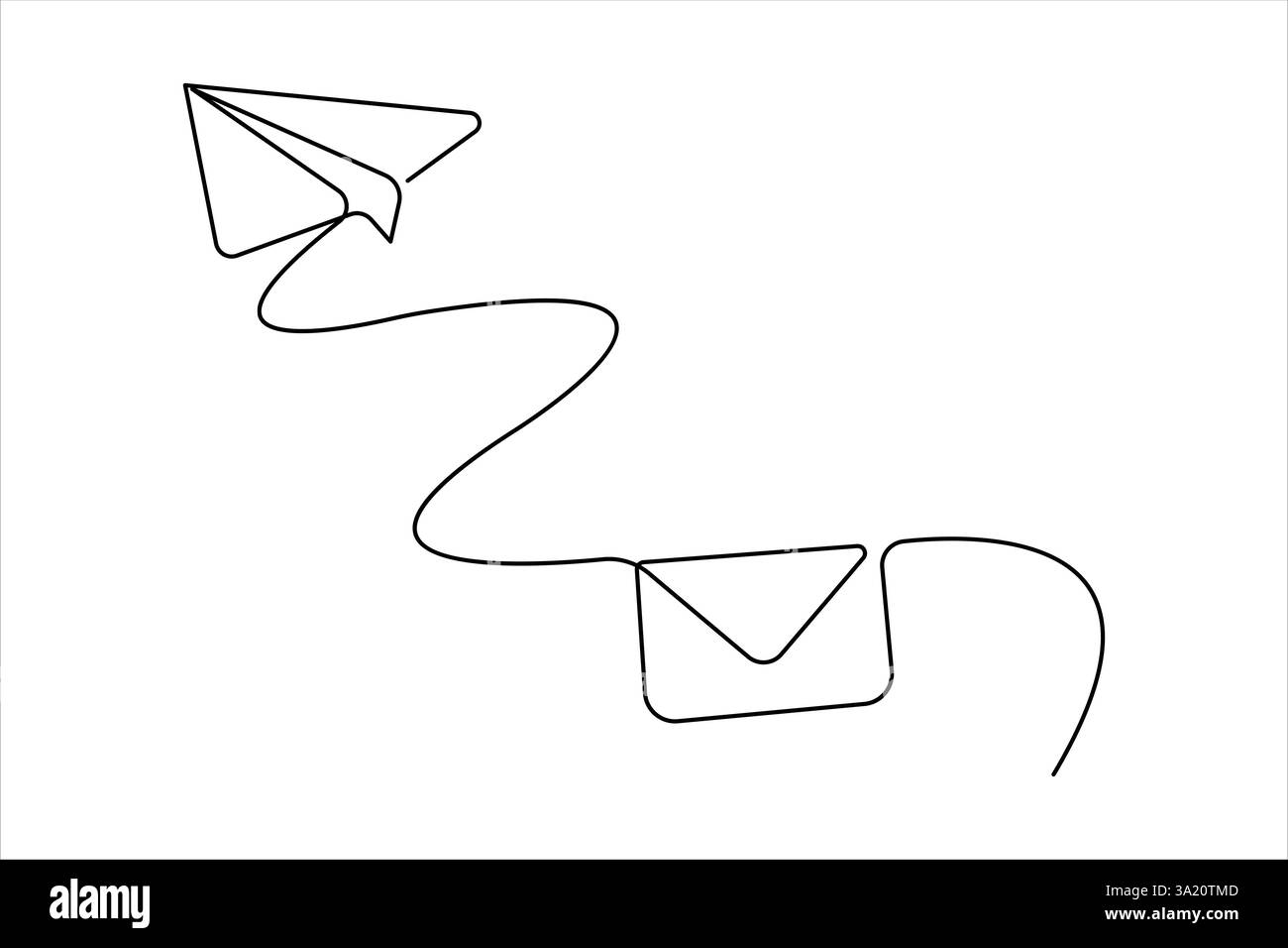 Continuous one line drawing of paper airplane flying design vector ...