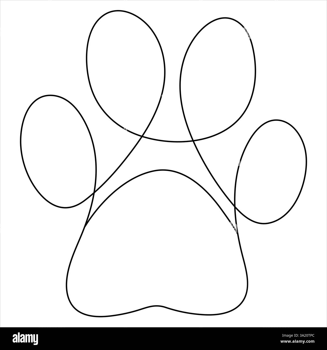 Continuous single line art drawing animal paw icon outline vector dog ...