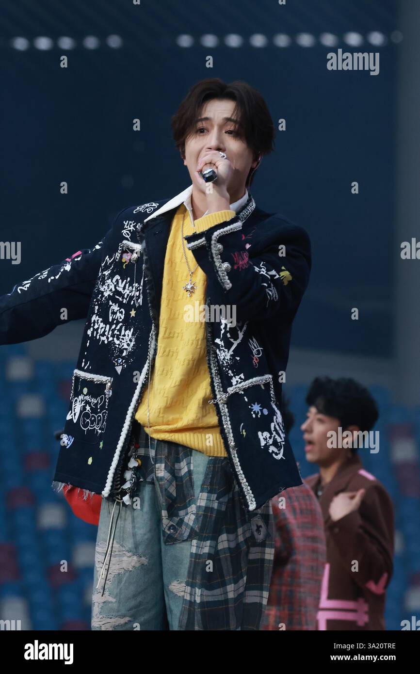 Chinese singer Bo Yuan attends an activity in Chengdu City, southwest ...