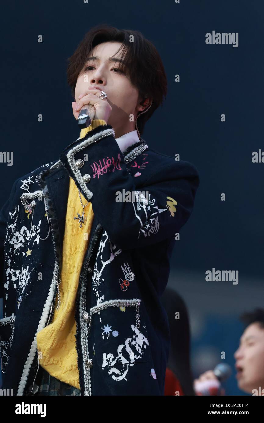 Chinese singer Bo Yuan attends an activity in Chengdu City, southwest ...