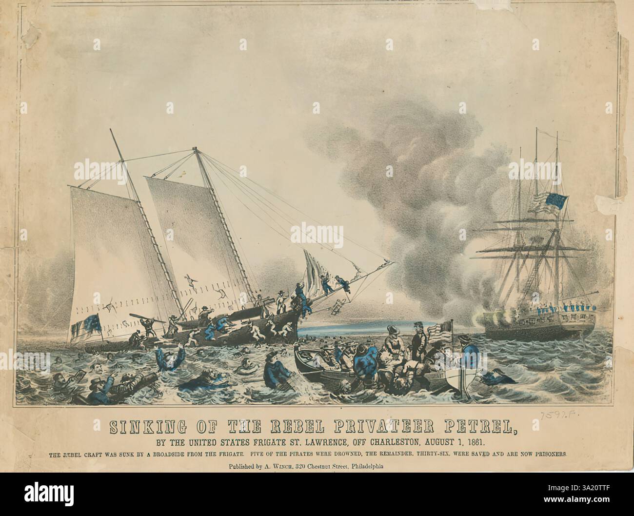 American Civil War Campaign Sinking of the Rebel Privateer Petrel by ...