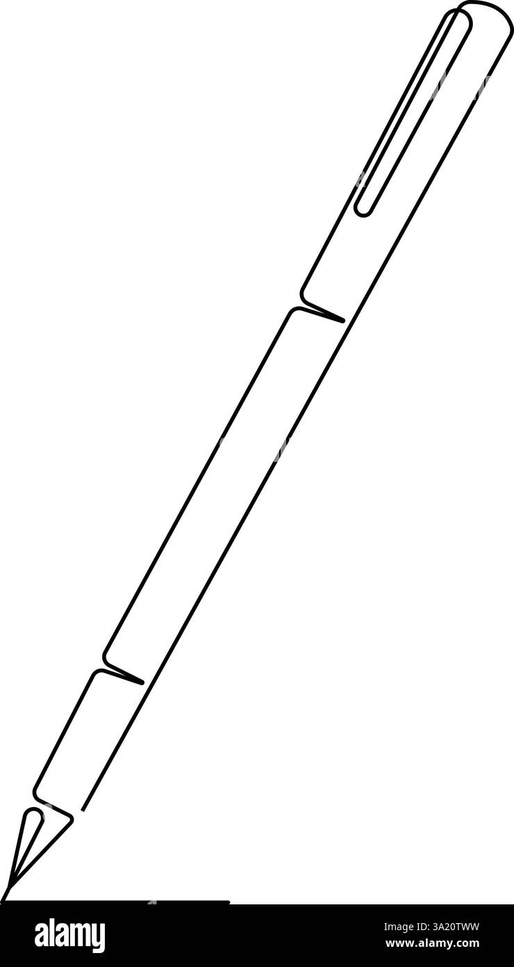 Continuous single line art drawing of a pen concept outline vector ...