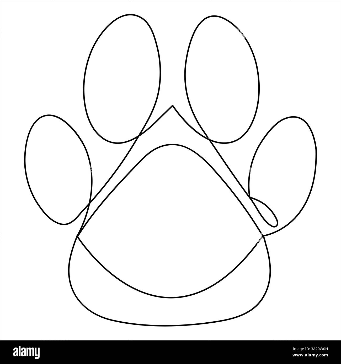 Continuous single line art drawing animal paw icon outline vector dog ...