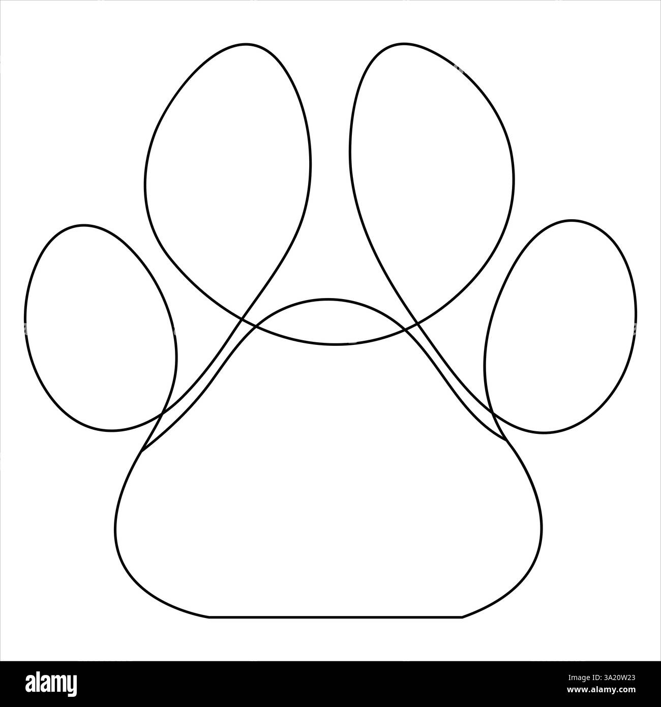 Continuous single line art drawing animal paw icon outline vector dog ...