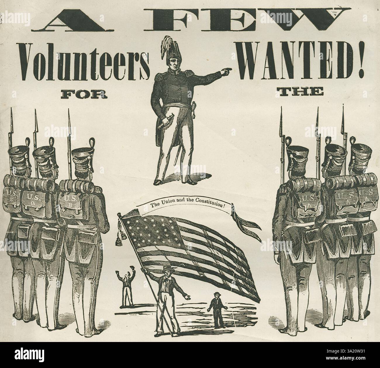 American Civil War Recruiting - Soldiers Standing at Attention Woodcut ...