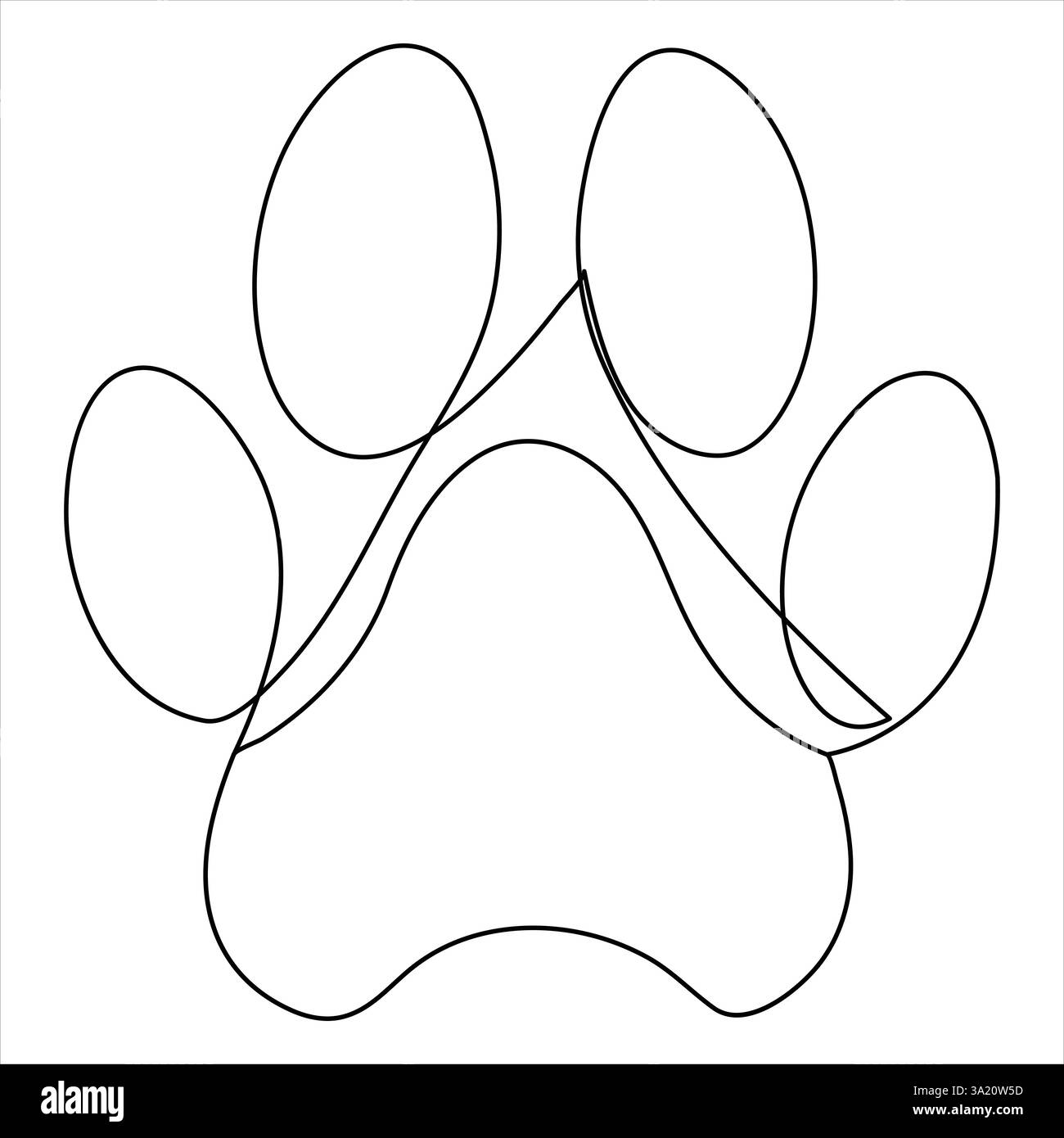 Continuous single line art drawing animal paw icon outline vector dog ...