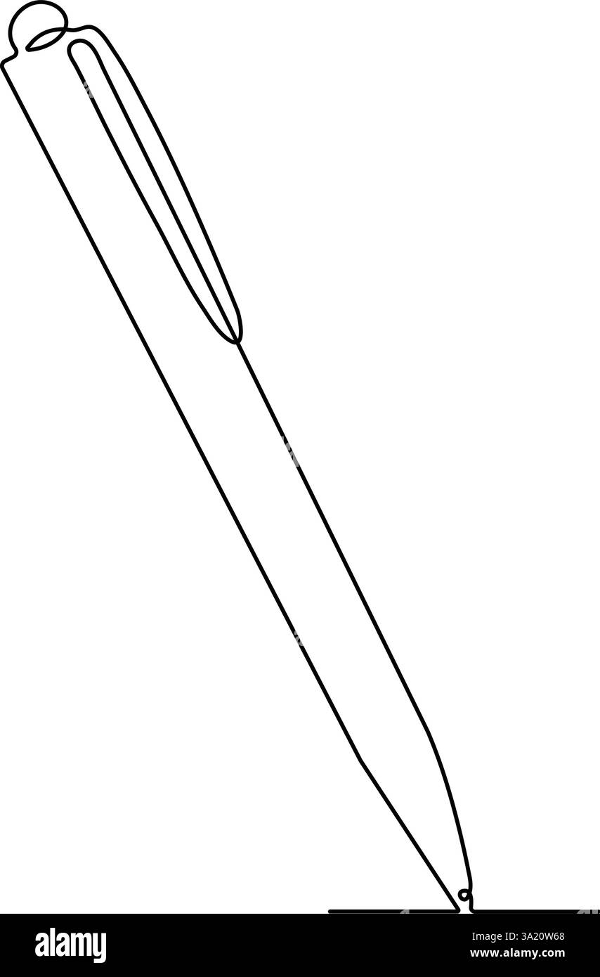 Continuous single line art drawing of a pen concept outline vector ...