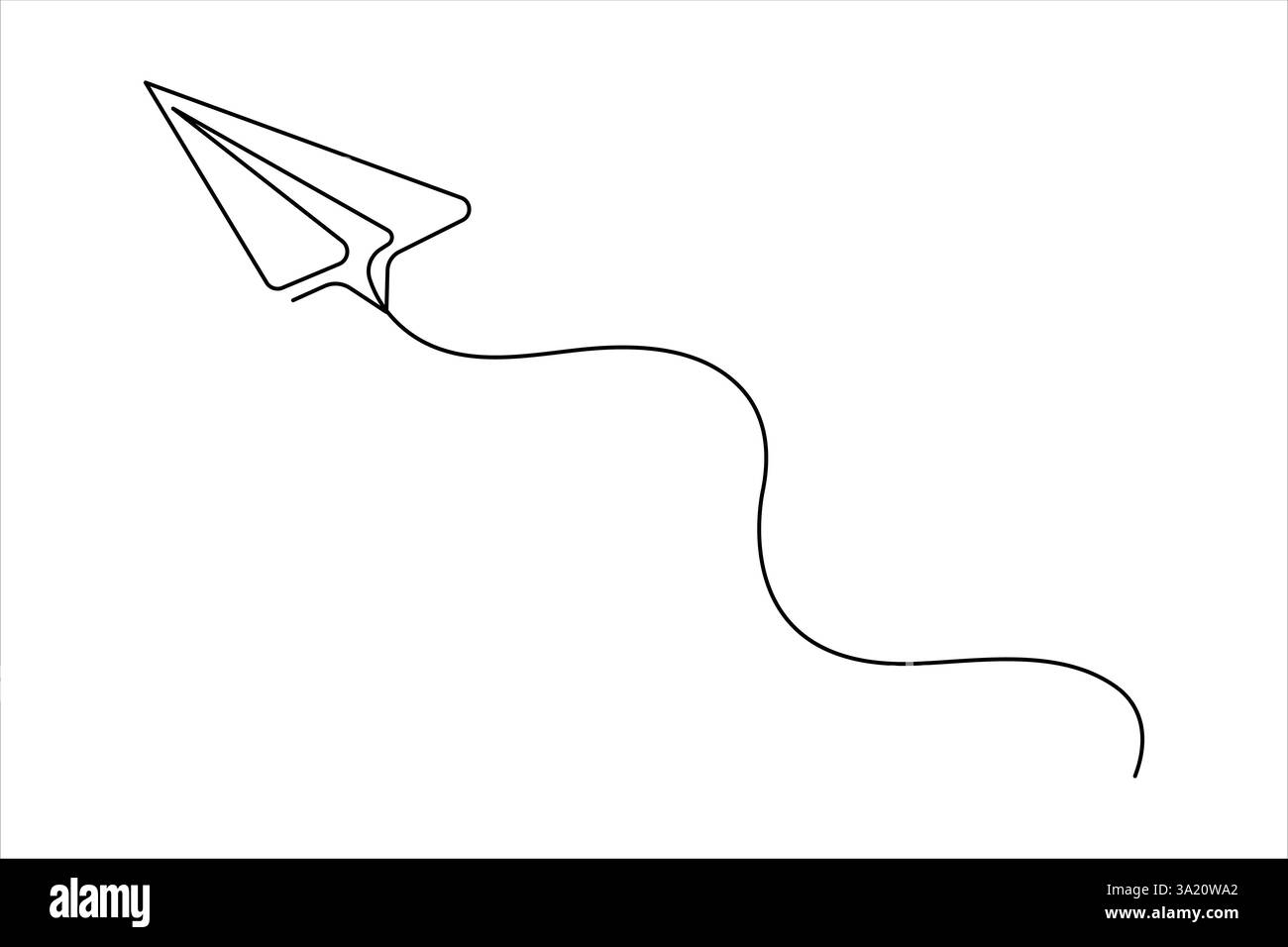 Continuous one line drawing of paper airplane flying design vector ...