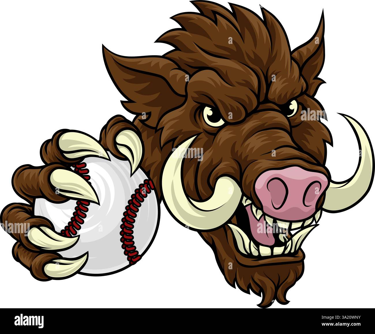 Boar Wild Hog Razorback Warthog Baseball Mascot Stock Vector Image ...