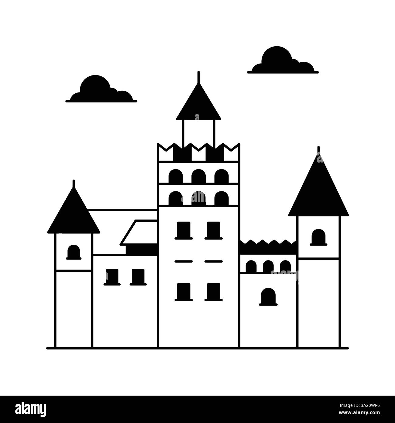 Historic castle in Romania, bran castle vector design in trendy style ...