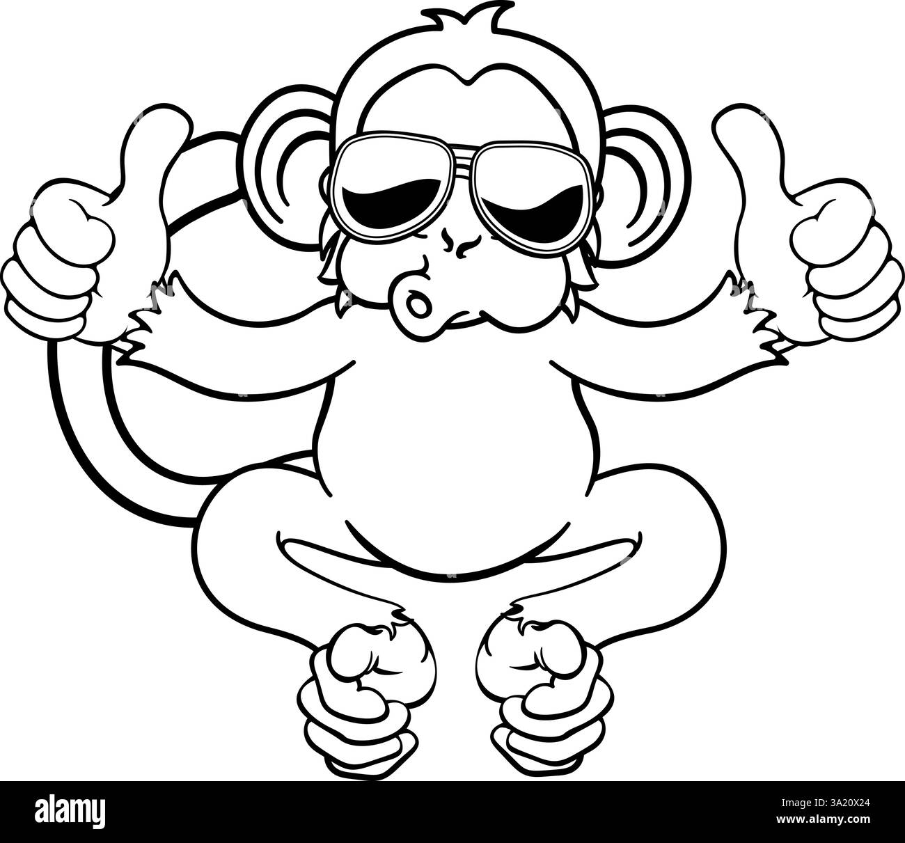 Monkey Sunglasses Cartoon Animal Giving Thumbs Up Stock Vector Image ...