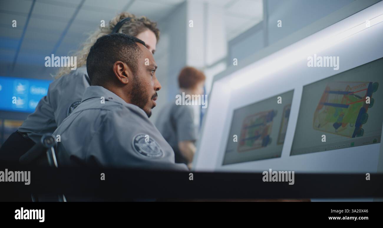 Airport security checkpoint two multiethnic hi-res stock photography ...