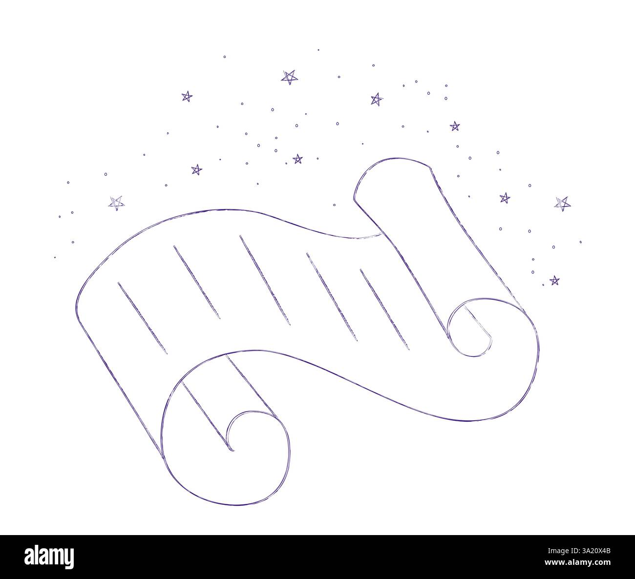 Whimsical Hand-Drawn Scroll with Stars. Fairytale element in sketch ...