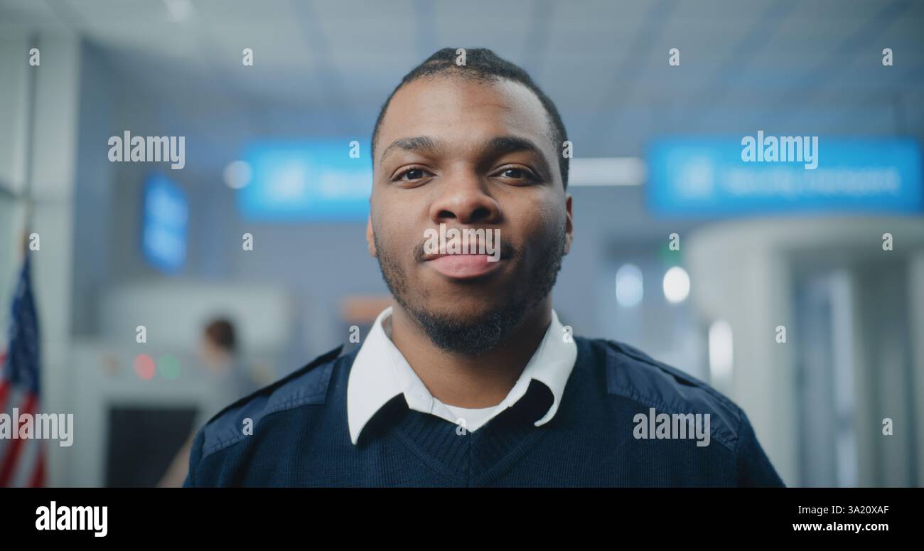 Airport Security Checkpoint: Portrait of African American Security ...
