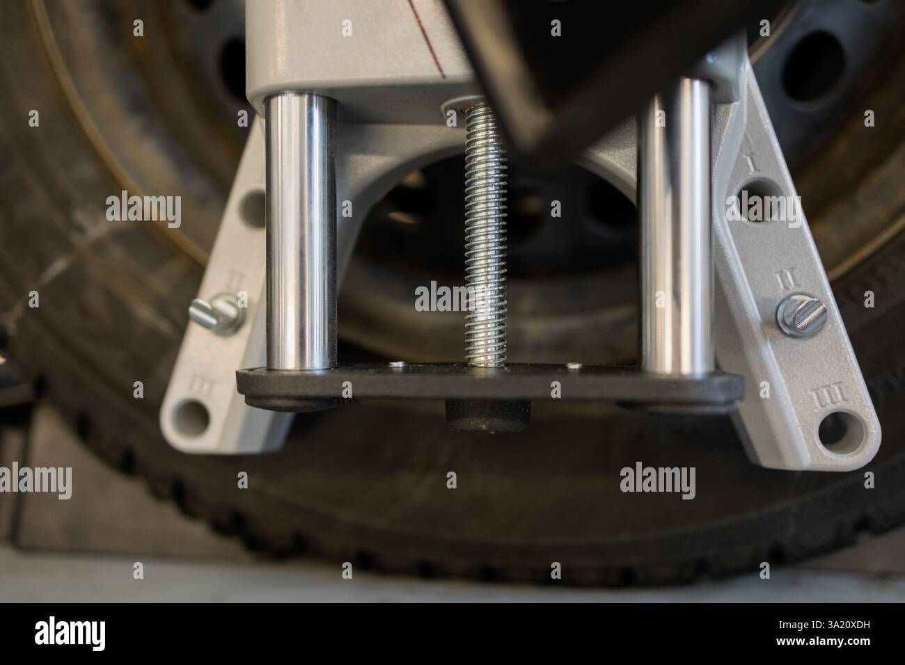 A close-up view showcases a sturdy mounting mechanism designed for ...