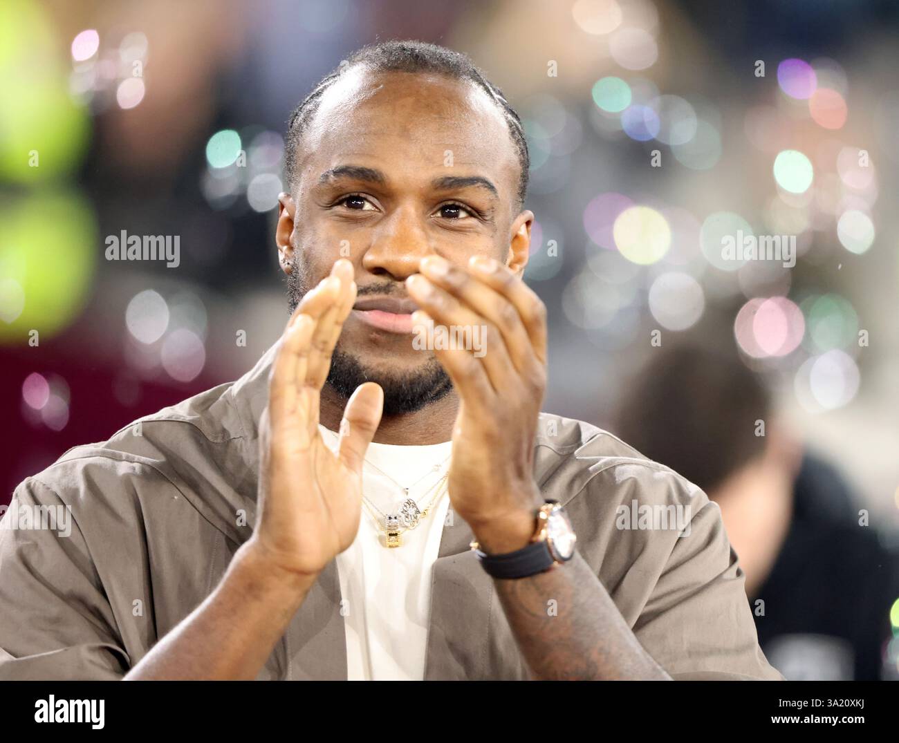 London, UK. 10th Mar, 2025. Michail Antonio (WHU) returns to the London ...