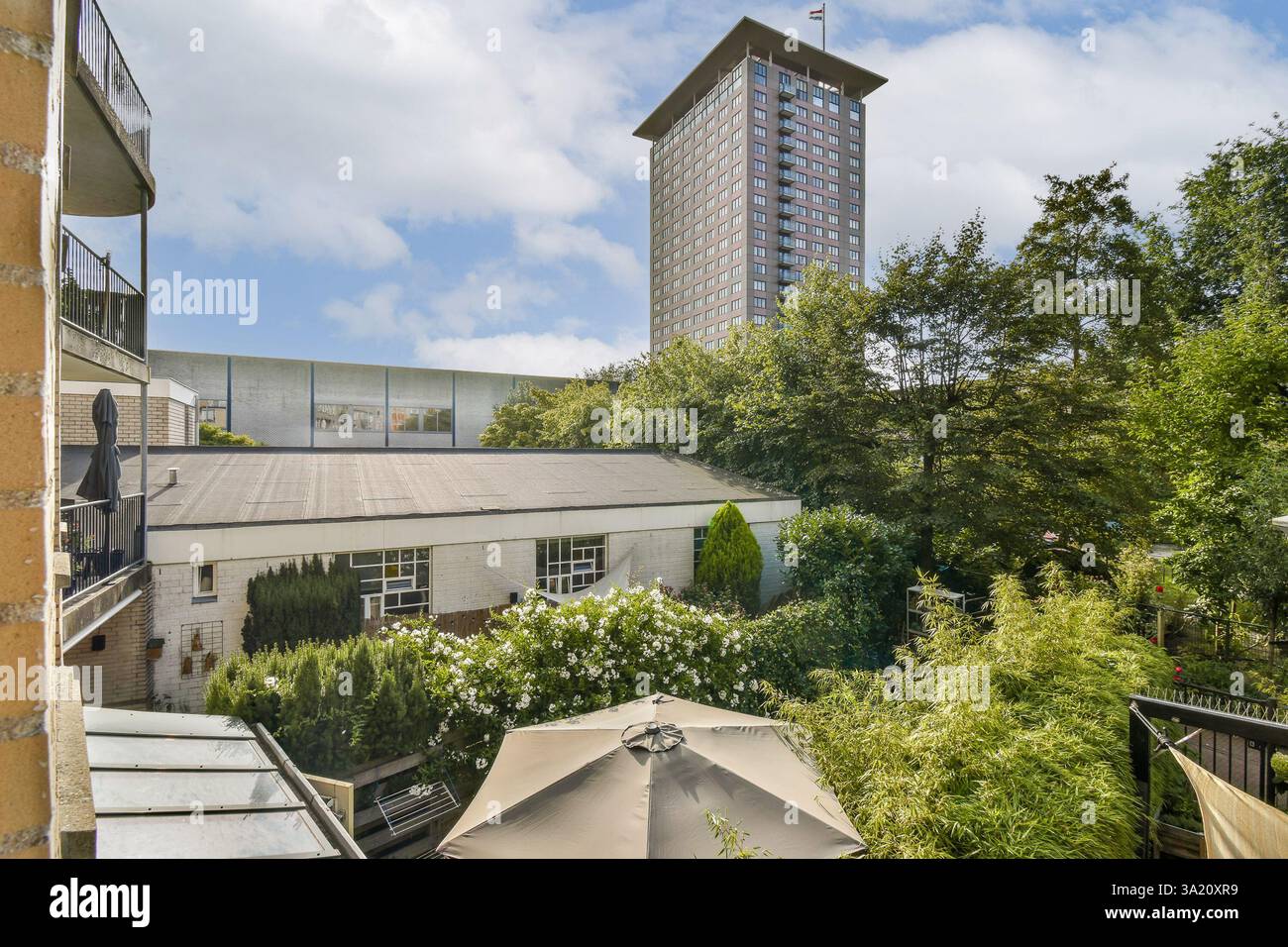 A vibrant urban scene showcasing a blend of modern architecture and ...