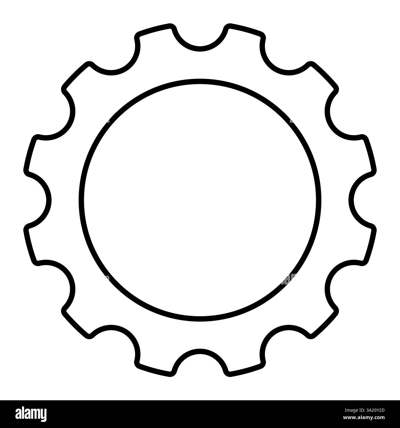 gear wheel silhouette shape, settings icon symbol, black and white ...