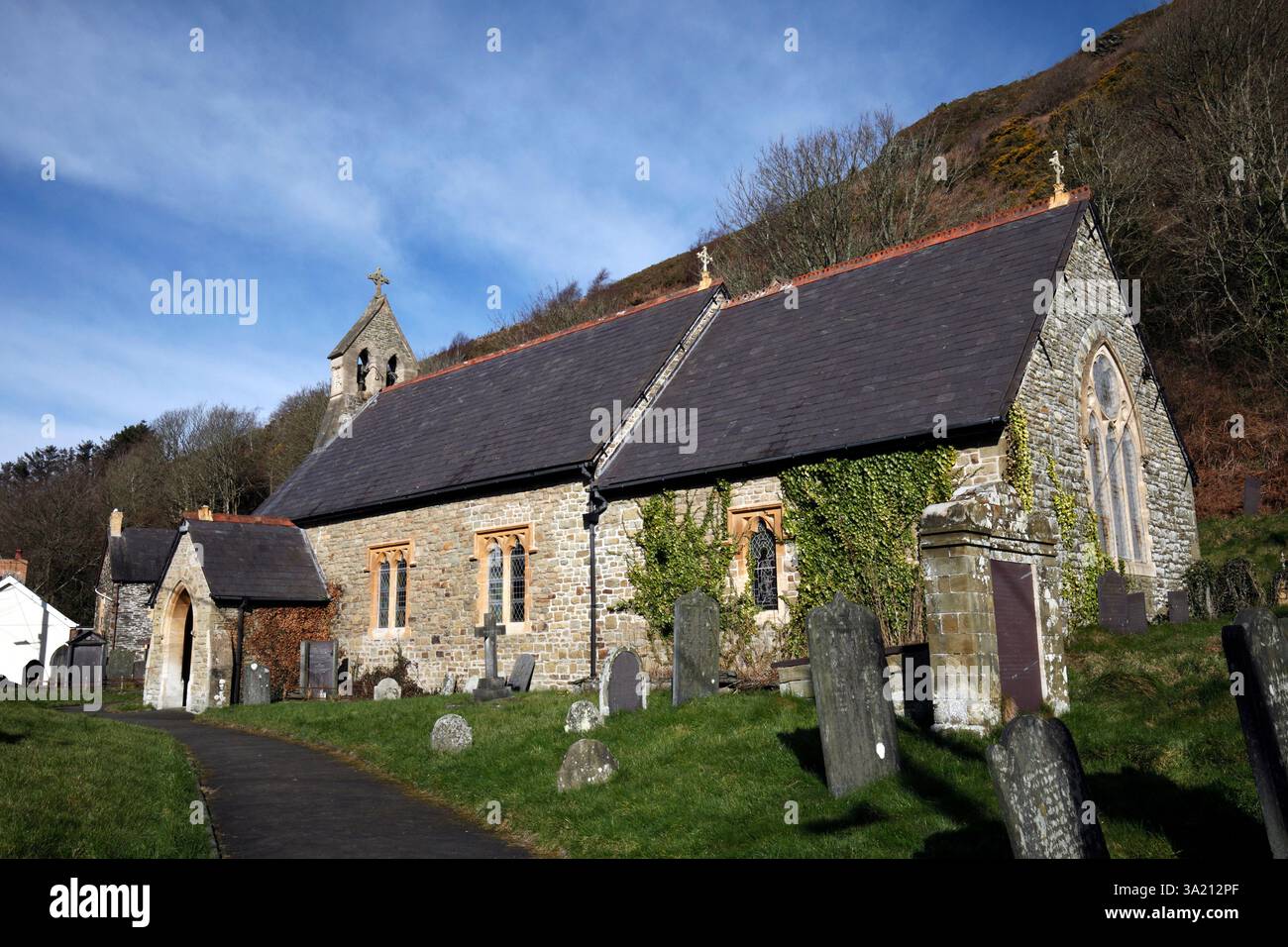St Carannog church, Llangrannog, Cardigan Bay, Wales, UK Stock Photo ...