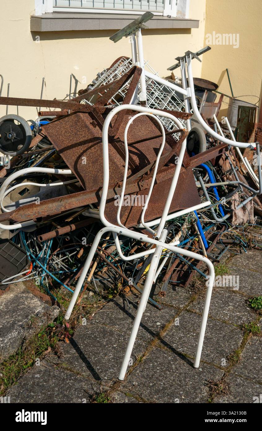 Waste separation recycling metal scrap for collection at the recycling ...