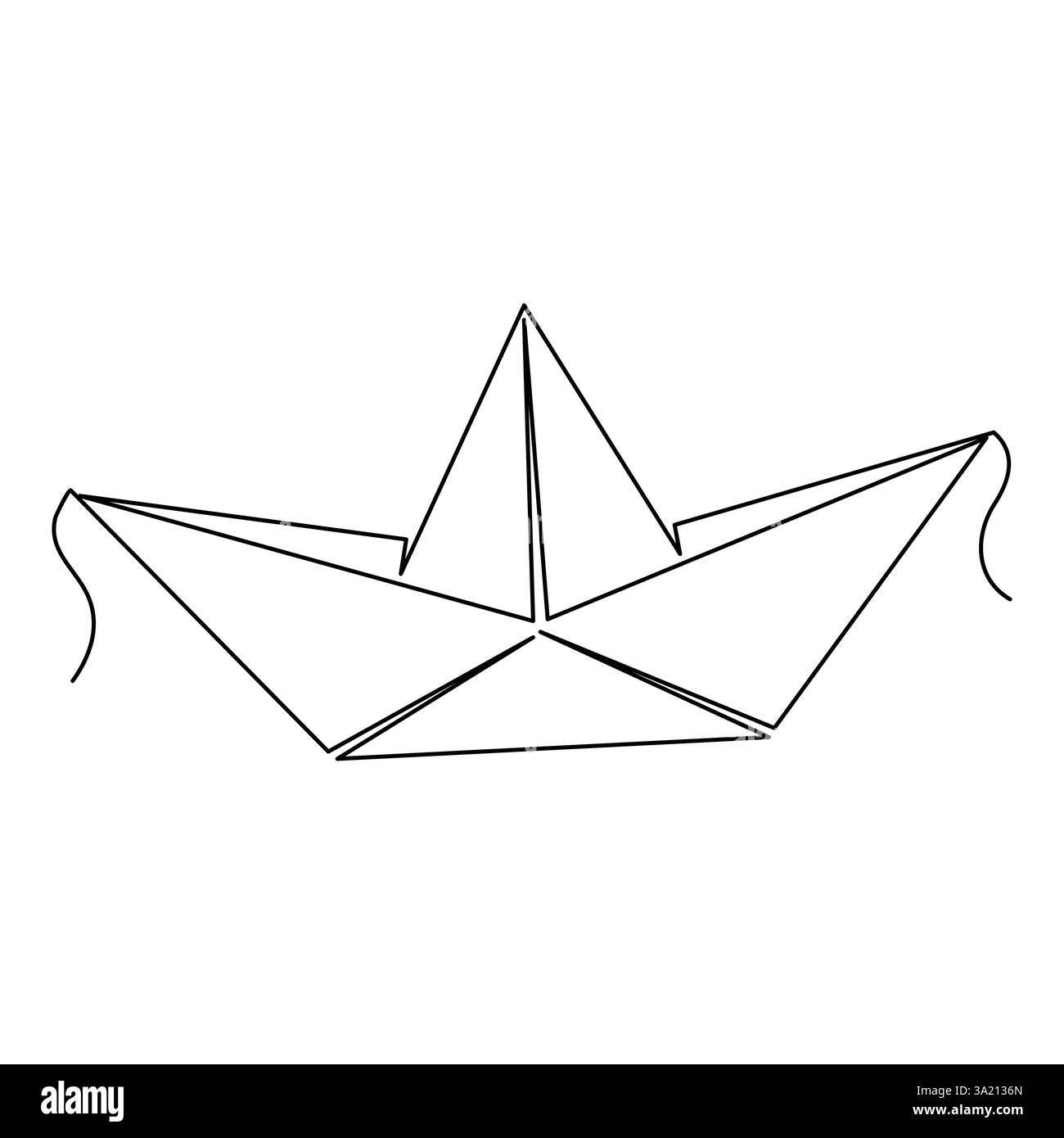 Continuous single line art drawing of paper boat sailing on the water ...