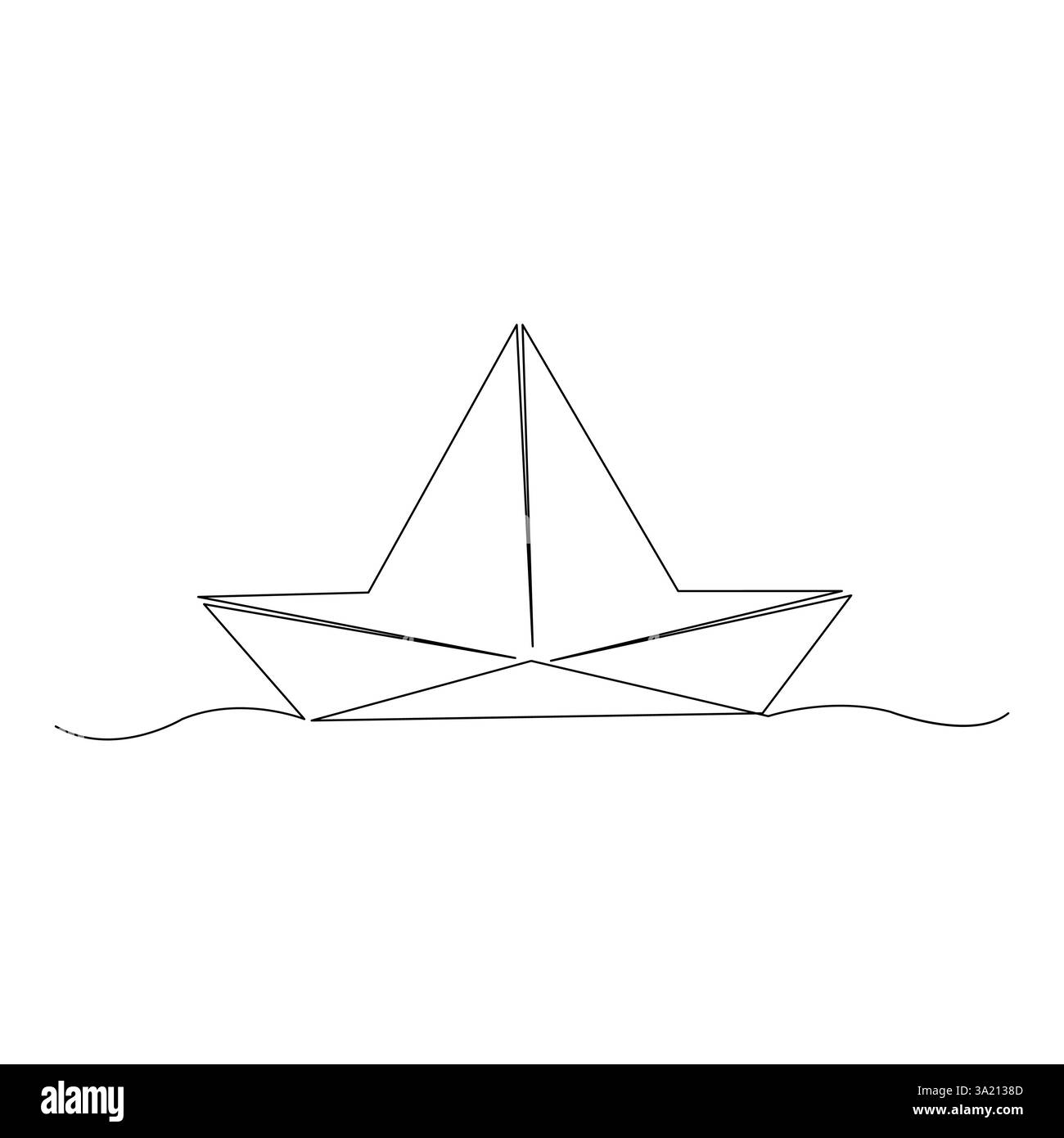 Continuous single line art drawing of paper boat sailing on the water ...