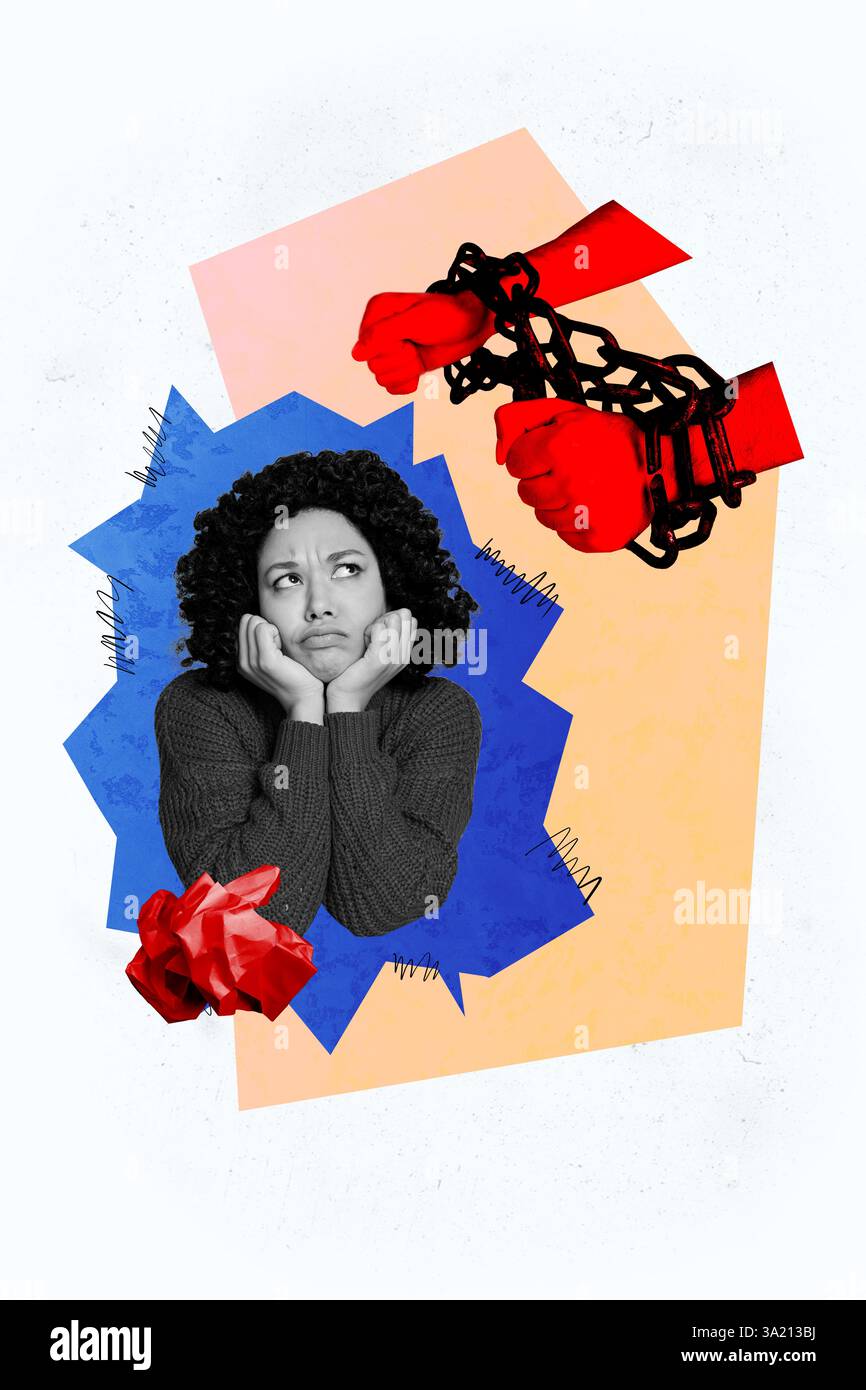 Composite trend artwork sketch image photo collage of metal chain ...