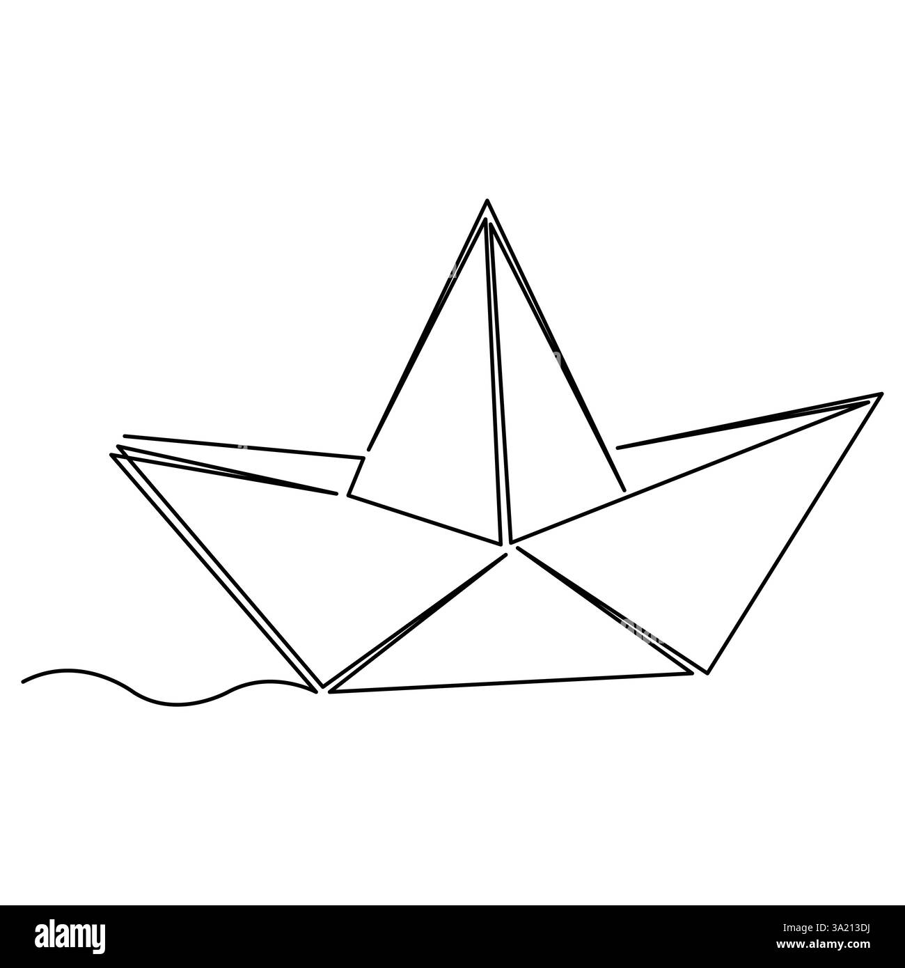 Paper boat continuous one line art drawing of outline vector art ...