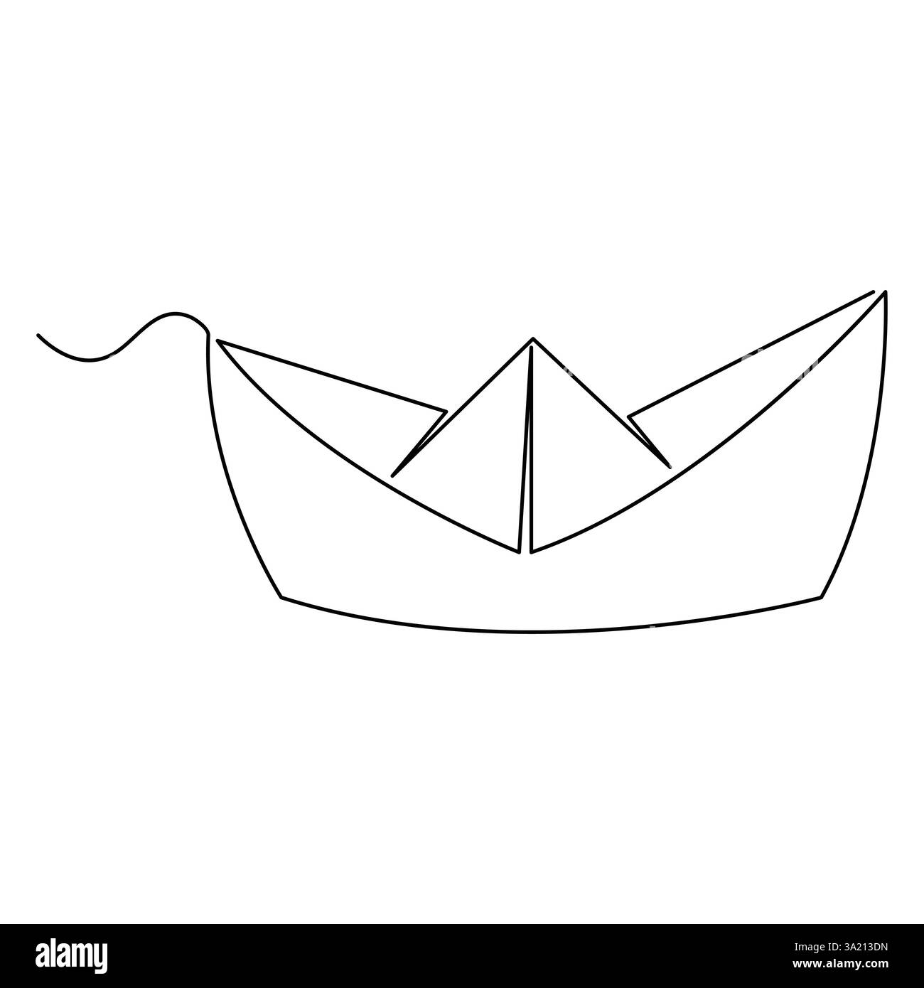 Paper boat continuous one line art drawing of outline vector art ...