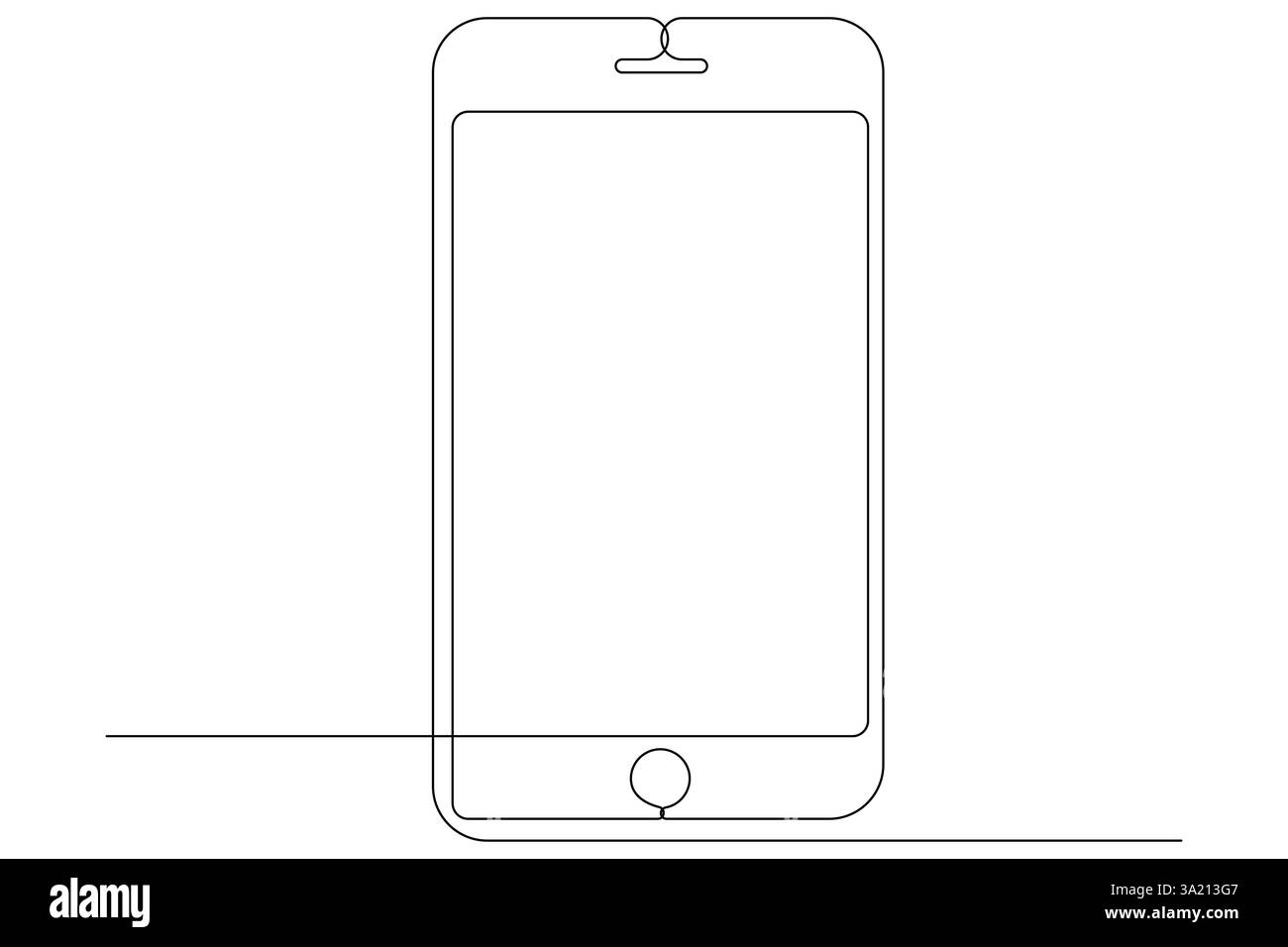 Continuous one line art smartphone mobile phone touch screen gadget ...