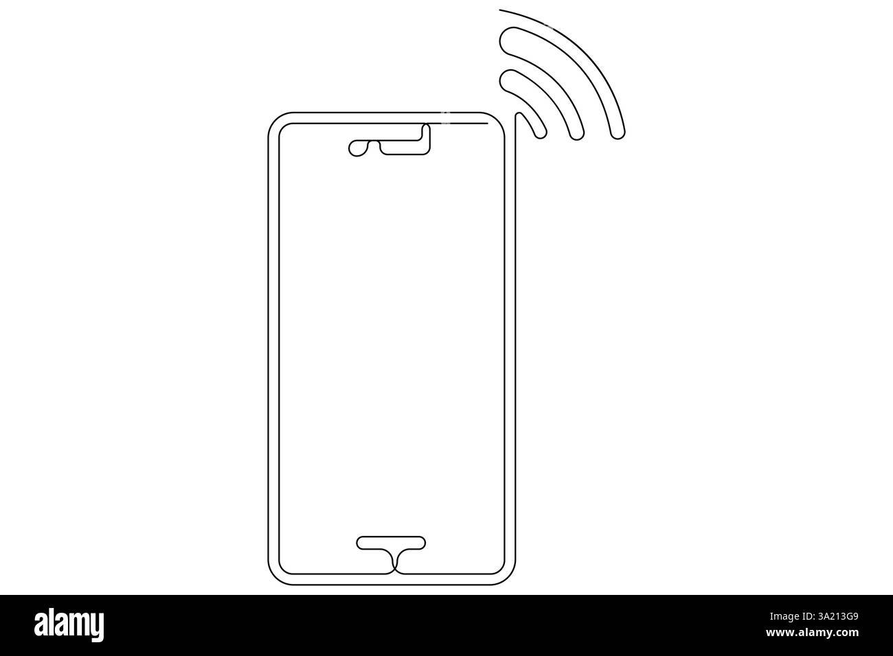 Continuous one line art smartphone mobile phone touch screen gadget ...