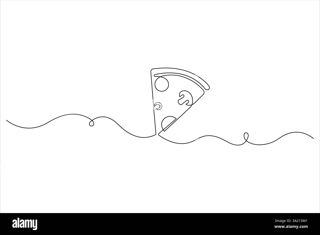 Continuous single one line drawing of delicious sliced cheese pizza ...